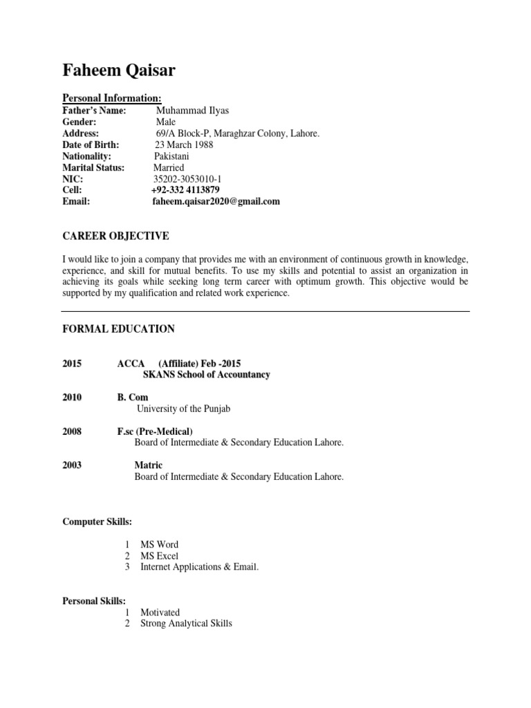 Faheem - Qaisar-1036152-Resume Faheem | PDF | Accounting | Accounts Payable