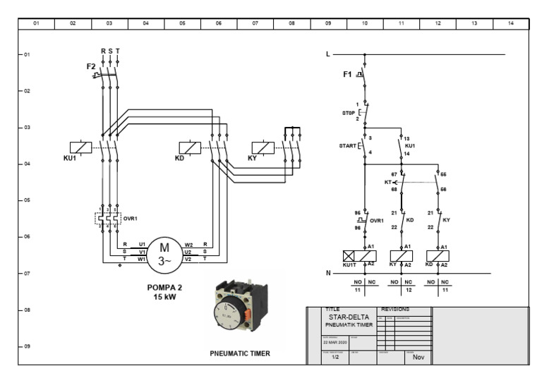 03 Starting Y - Delta Dengan Pneumatic Timer | PDF