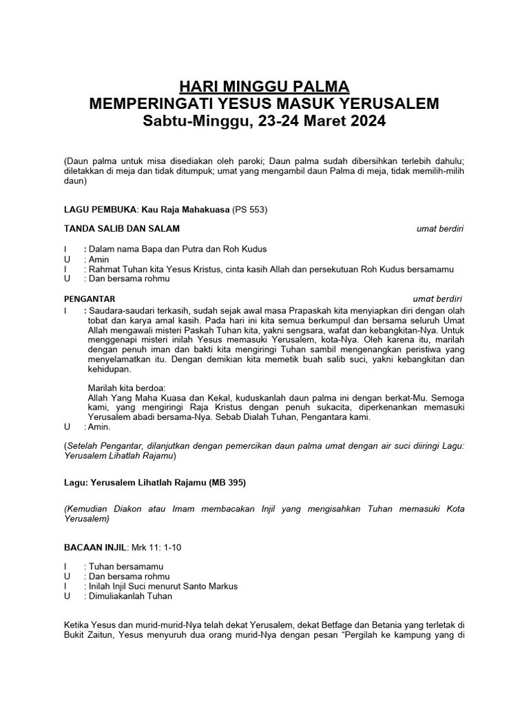 Teks HARI MINGGU PALMA 2024_revisi | PDF