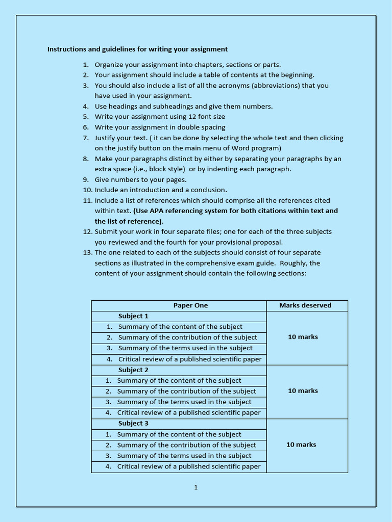 Instructions and Guidelines For Writing Your Assignment | PDF ...