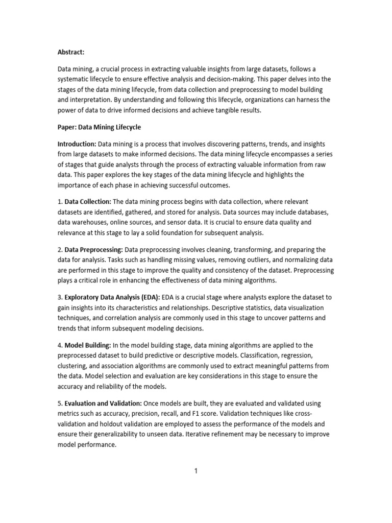 Data Mining Lifecycle | PDF | Data Analysis | Data