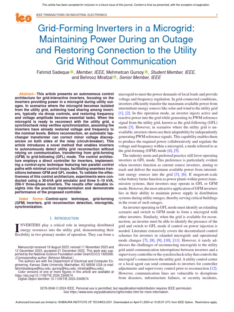 Grid-Forming Inverters in A Microgrid Maintaining Power During An ... Grid-Forming Inverters in A Microgrid Maintaining Power During An ...