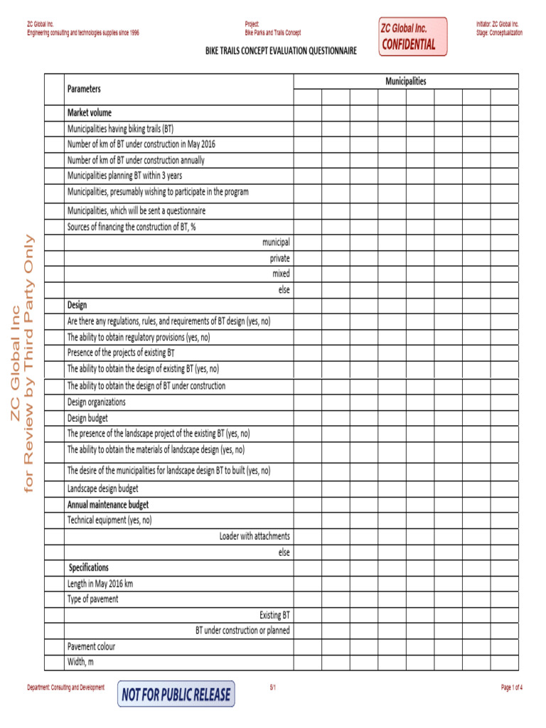 Bike Trails Concept Evaluation Questionnaire | Download Free PDF | Fee ...