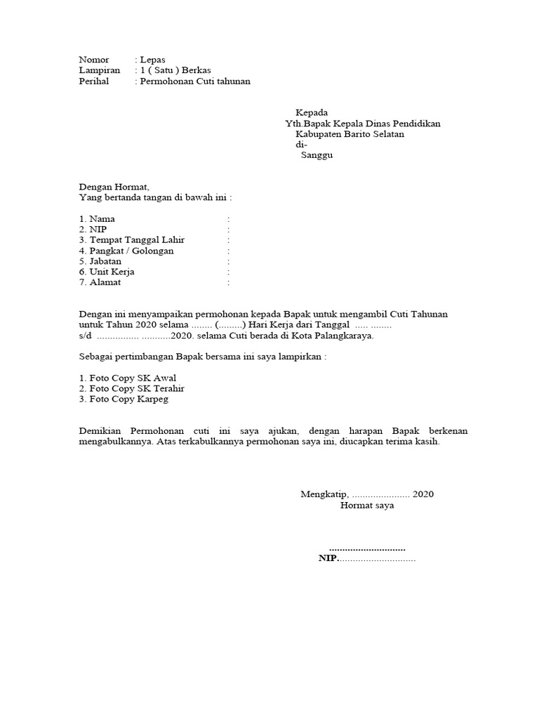 Ijin Cuti Tahunan 2020 | PDF