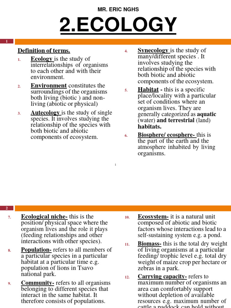 Ecology Terms and Concepts Guide | PDF | Food Web | Predation