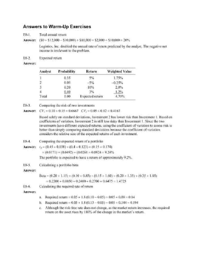 Gitman Chap 8 Solution | PDF
