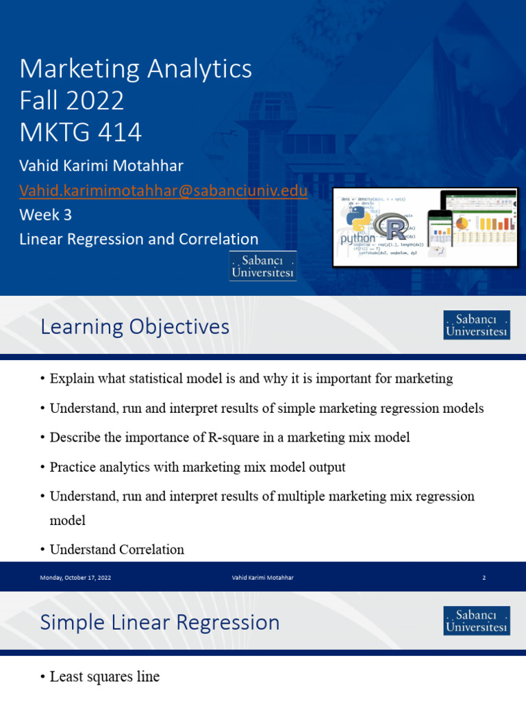 MA Fall2022 W3 Slides | PDF | Regression Analysis | Linear Regression