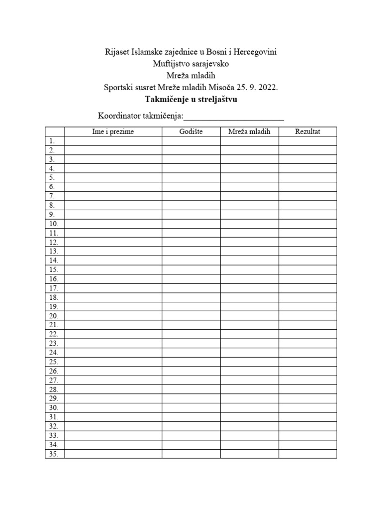 Tabela Streličarstvo | PDF