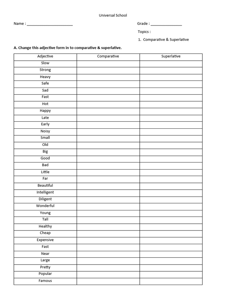 Daily Exercise COMPARATIVE Univ2 | PDF