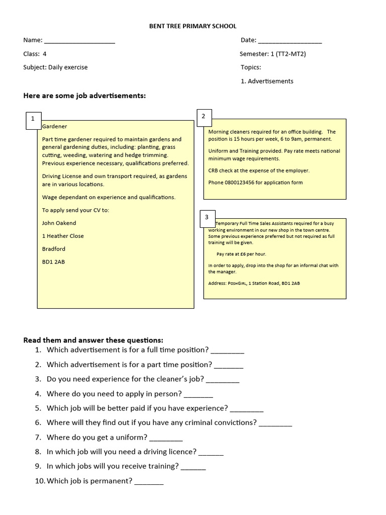 Daily Exercise Advertisement BT4 | PDF | Workweek And Weekend