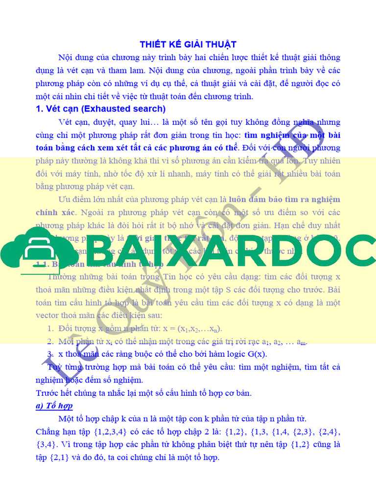 Thiet Ke Thuat Toan Vet Can Va Tham Lam | PDF