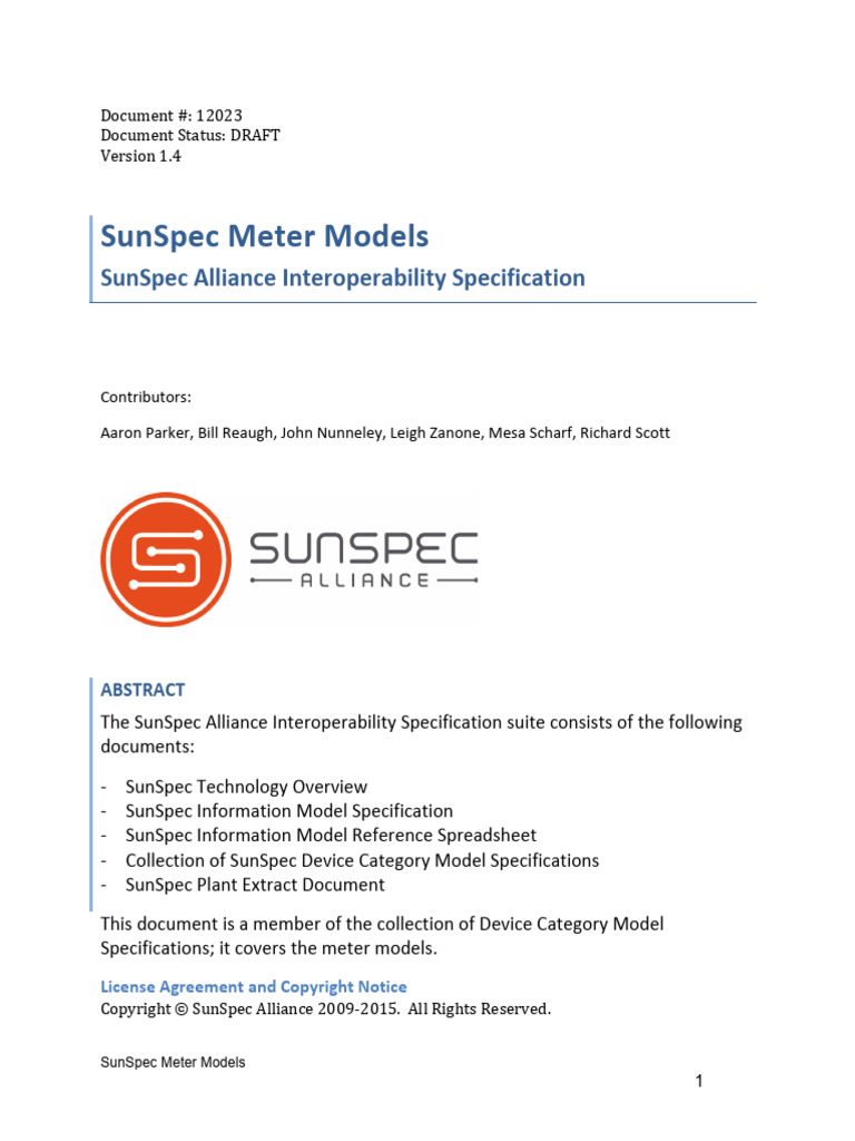 SunSpec Meter Models 12023 | PDF | Copyright | Phase (Waves)
