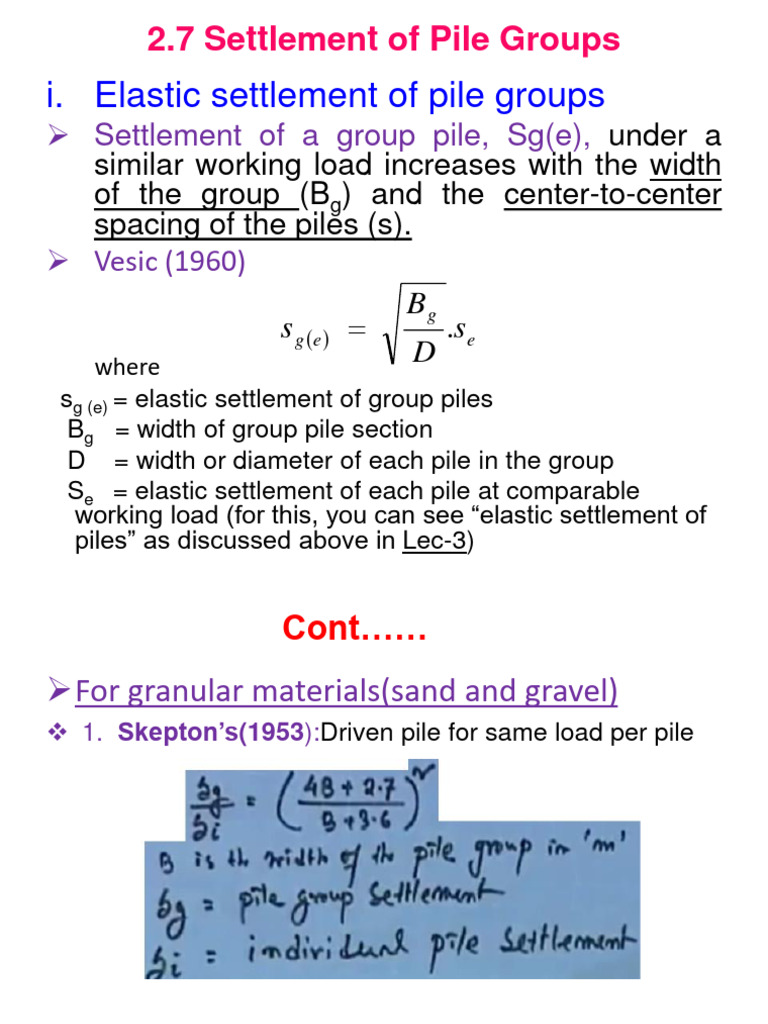 Settlement Calculations for Pile Groups | PDF | Deep Foundation ...