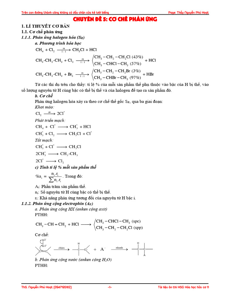 Chuyên Đề 5 - Cơ Chế Phản Ứng | PDF