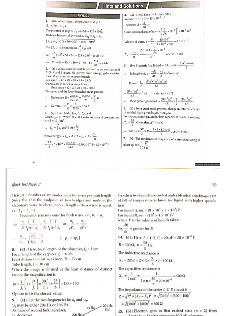 Mock Test Paper 2 Solution | PDF