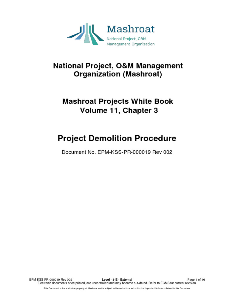 EPM-KSS-PR-000019_02 Project Demolition Procedure | PDF | Demolition ...