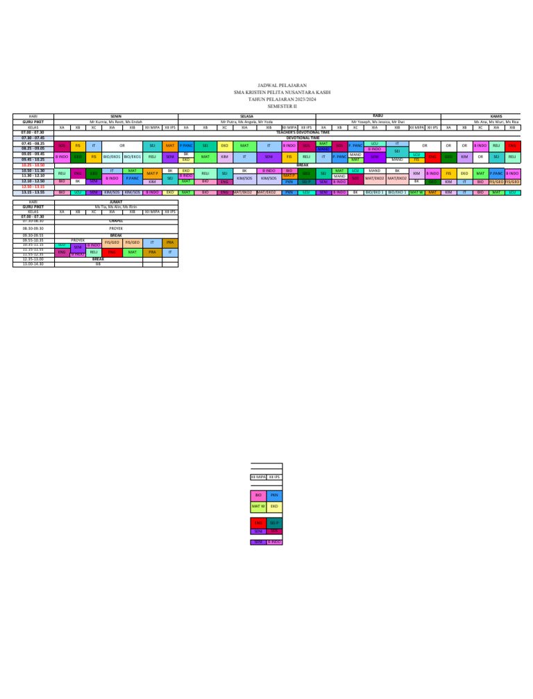 Jadwal Semester 2 Ta 2023 2024-1 | PDF