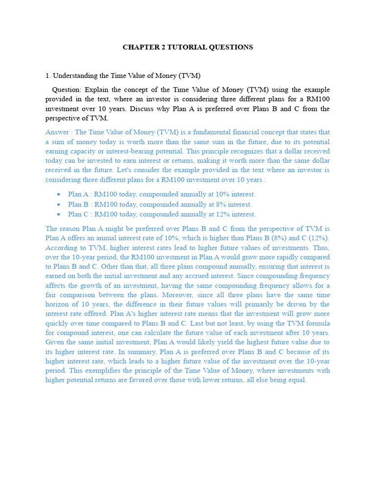 Tutorial Chapter 3 | PDF | Time Value Of Money | Present Value