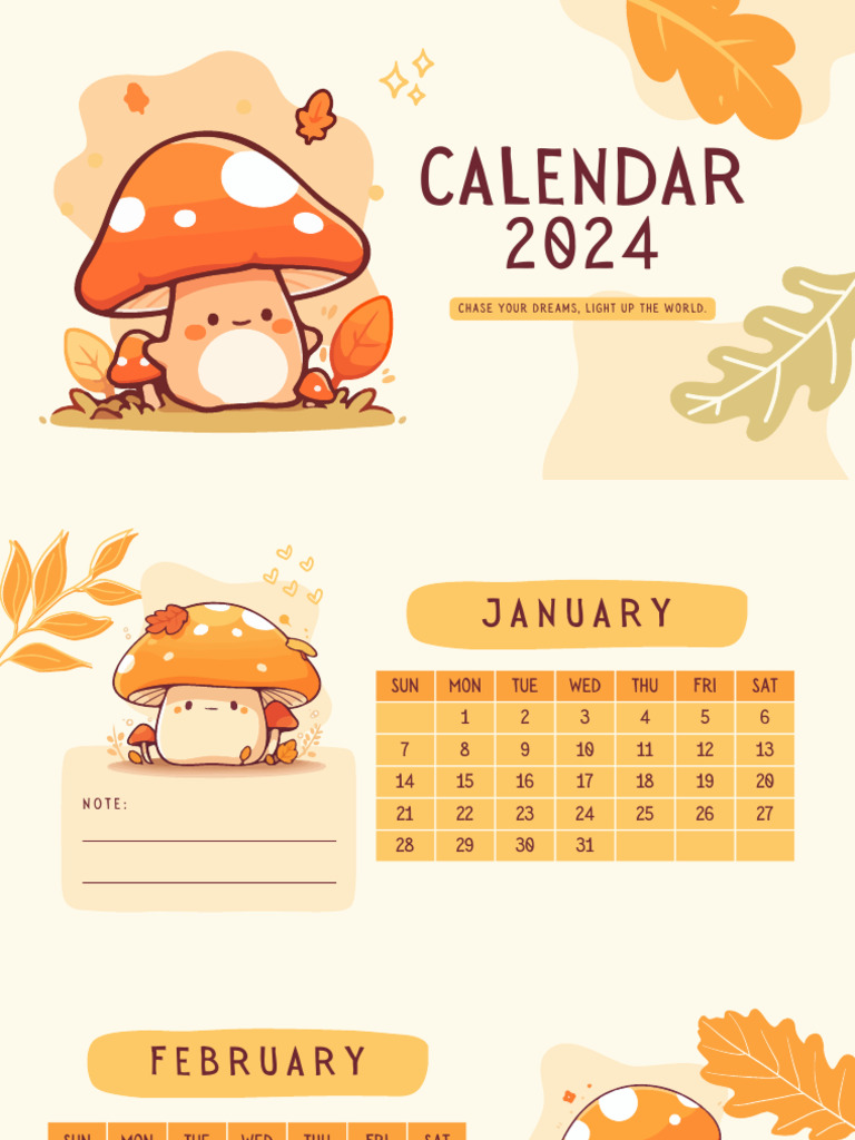 Brown Beige Organic Hand-drawn General Calendar | PDF