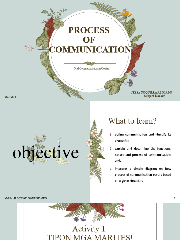 1_PROCESS OF COMMUNICATION_notes | PDF | Communication | Nonverbal ...