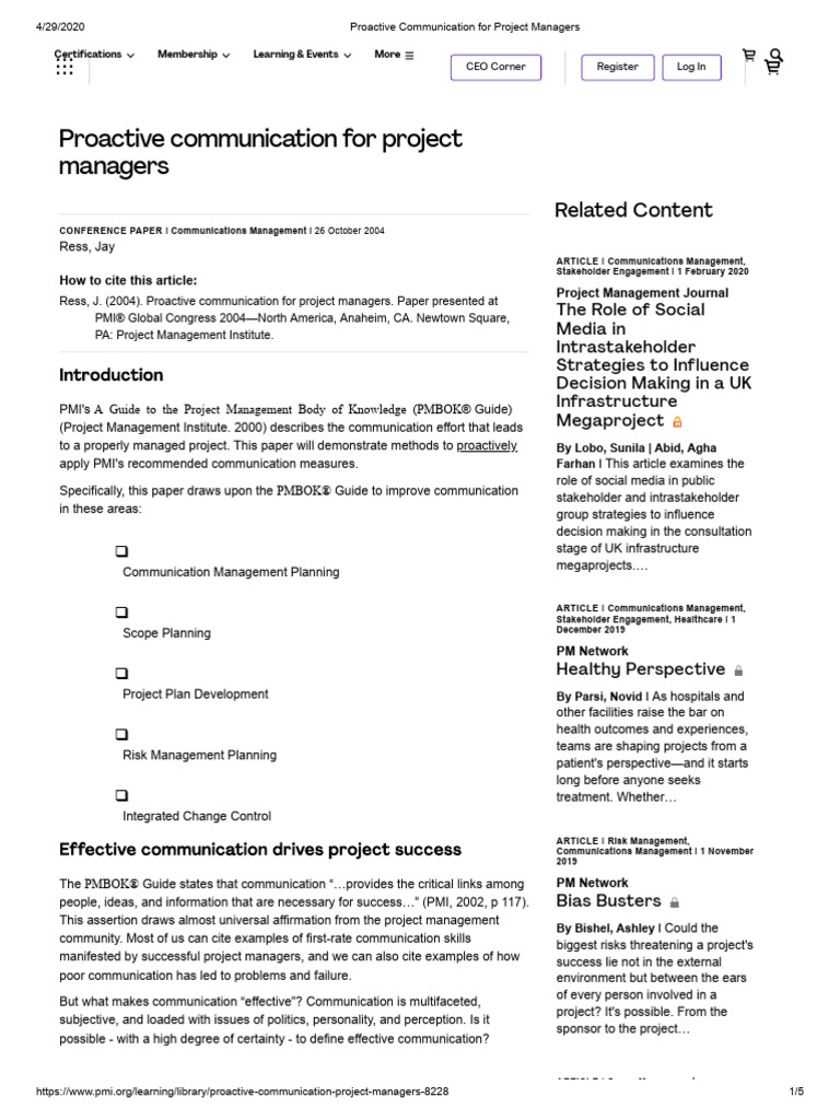 Proactive Communication Paper | PDF | Project Management | Communication