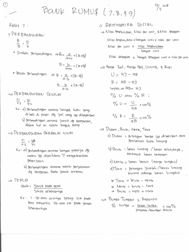 Rumus Lengkap Matematika SMP | PDF