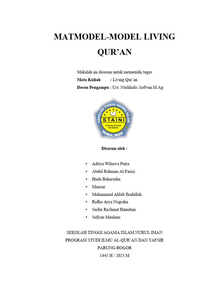 Makalah Model Living Qur'an | PDF