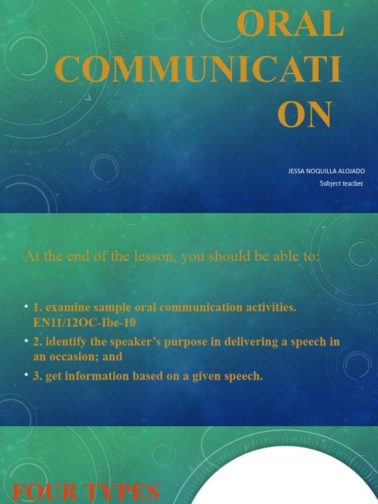 4_Purposes of Oral Communication_notes | PDF | Nonverbal Communication ...