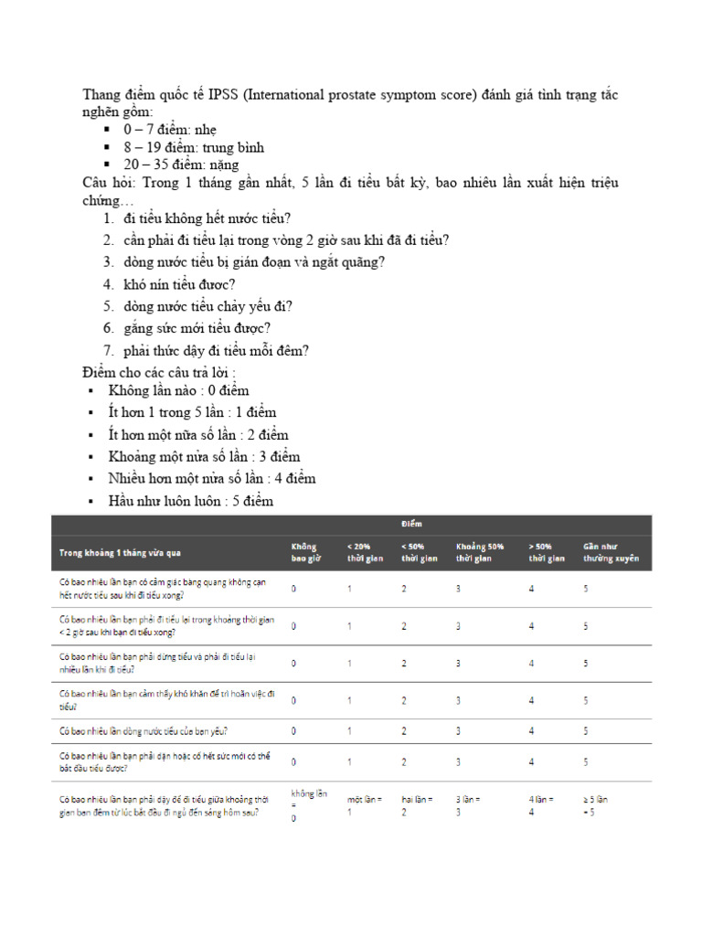 Thang điểm quốc tế IPSS | PDF