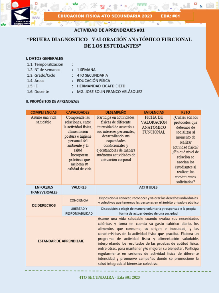Sesión #01 Eda 1 4to Sec | PDF | Aprendizaje