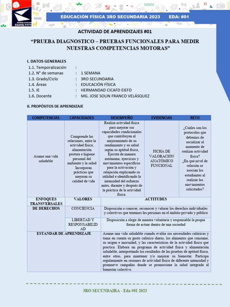 Sesión #01 Eda 1 3ro Sec | PDF | Aprendizaje