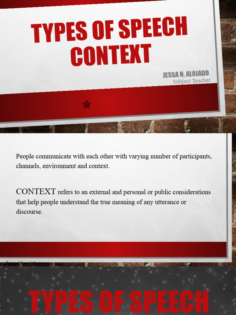 5 - TYPES OF SPEECH CONTEXT - Notes | PDF | Communication ...