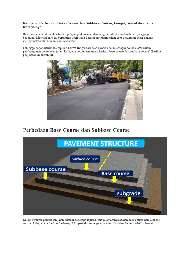 Mengenal Perbedaan Base Course Dan Subbase Course | PDF