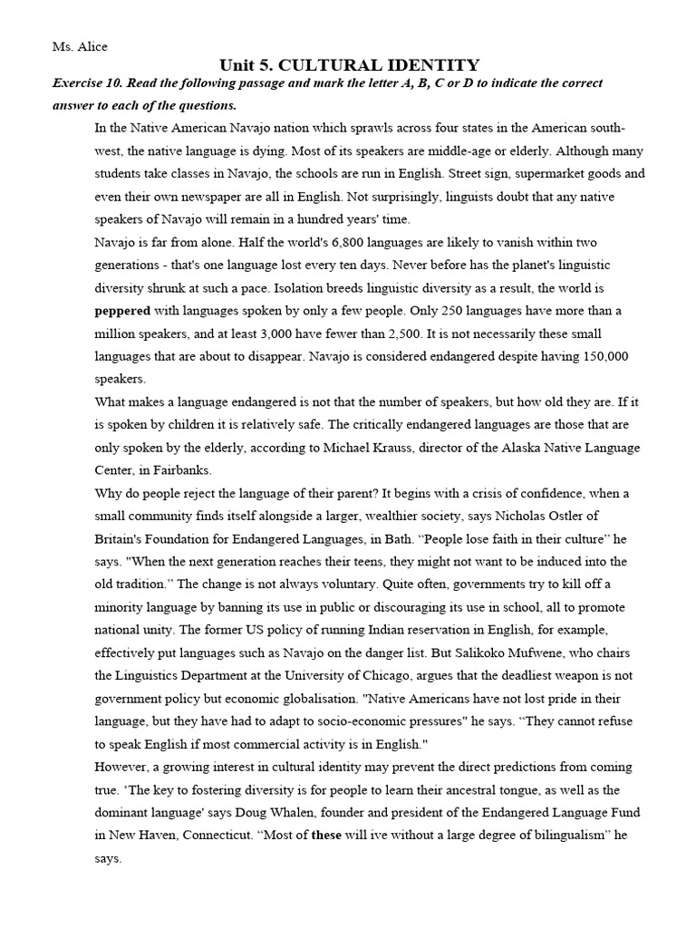 Endangered Languages and Cultural Identity | PDF | Identity (Social ...