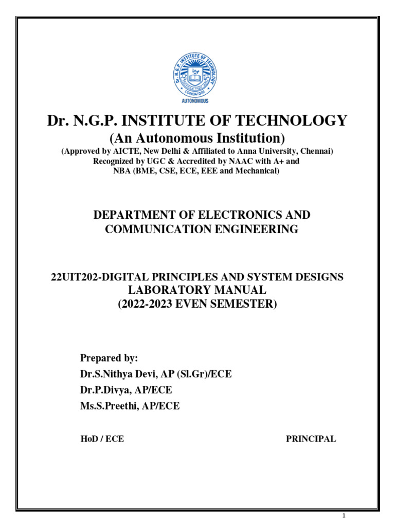 22UIT202 - DPSD Lab Manual | PDF | Logic Gate | Vhdl