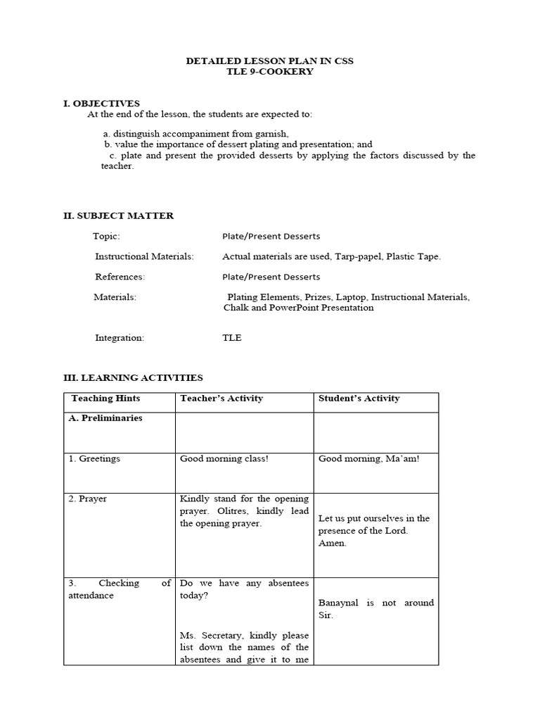 DETAILED LESSON PLAN Input Output - Devices Jielyn | PDF | Desserts ...