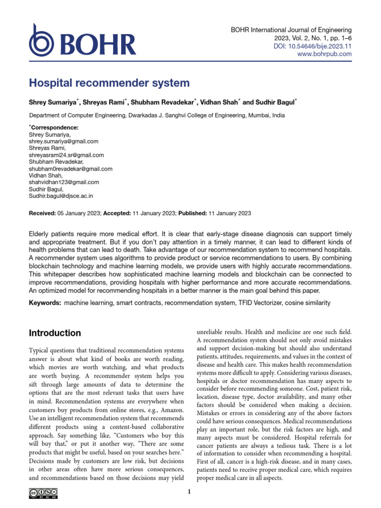 Hospital Recommendation System Overview | PDF | Health Care | Machine ...