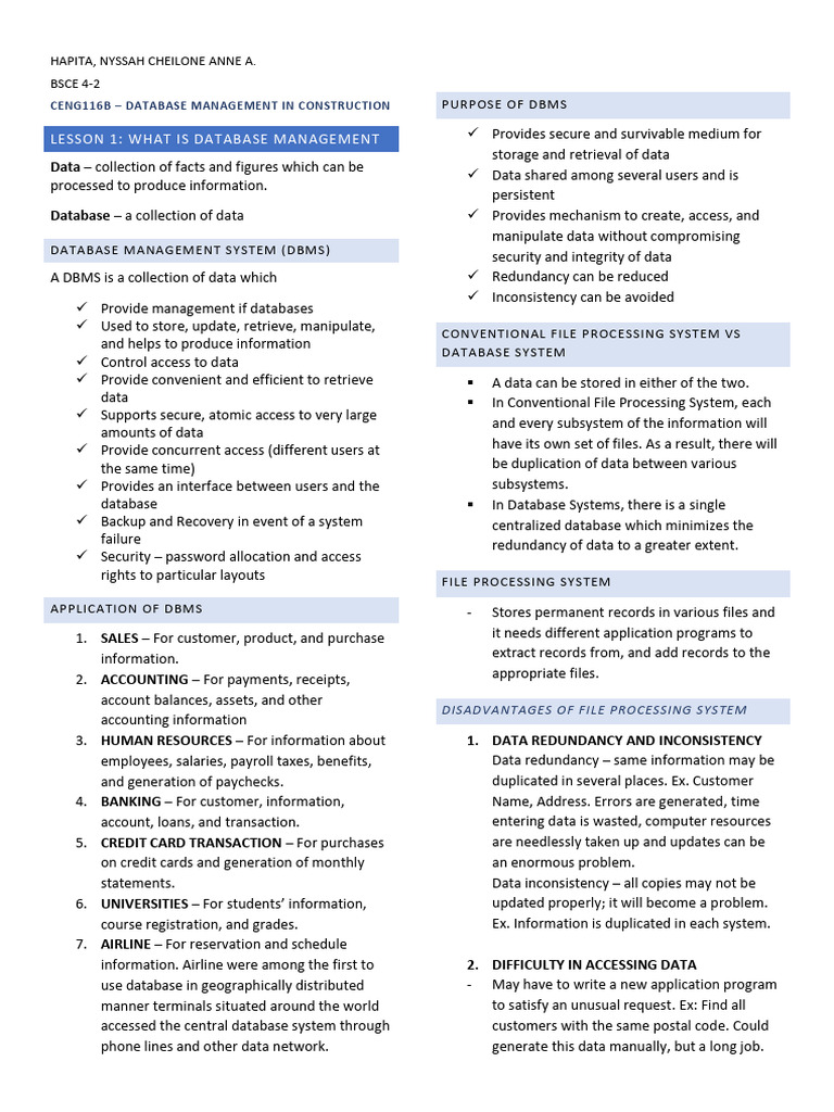 Lesson 1. Database Management | PDF | Databases | Credit Card
