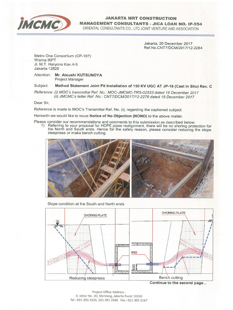 7-SBS-MST-0218.C Method Statement Joint Pit Installation of 150KV UGC ...