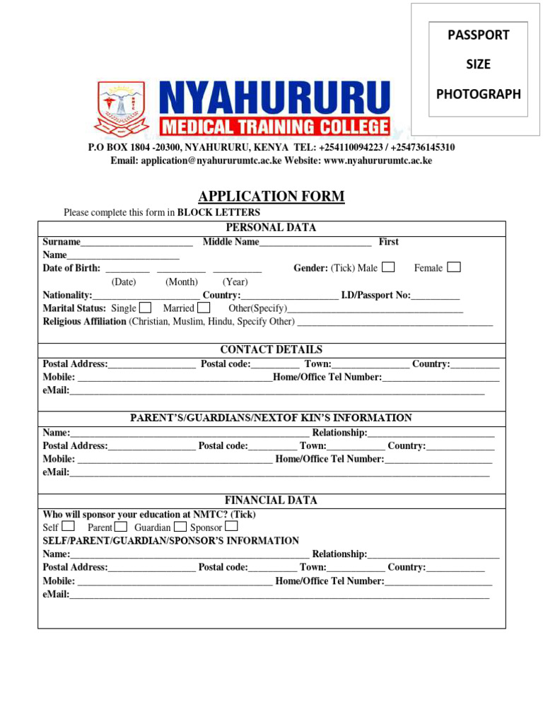 NMTC Application Form Final | PDF | Physical Examination | Clinical ...