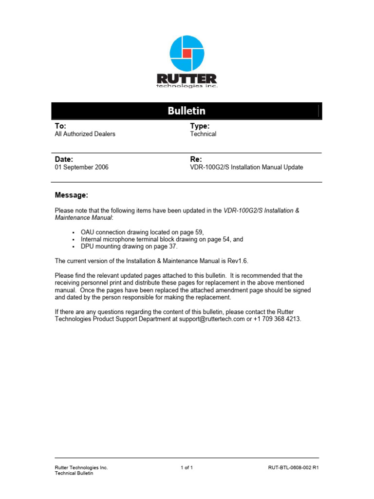 Rutter Technical Bulletin - Installation Manual Page Update | PDF | Manufactured Goods ...