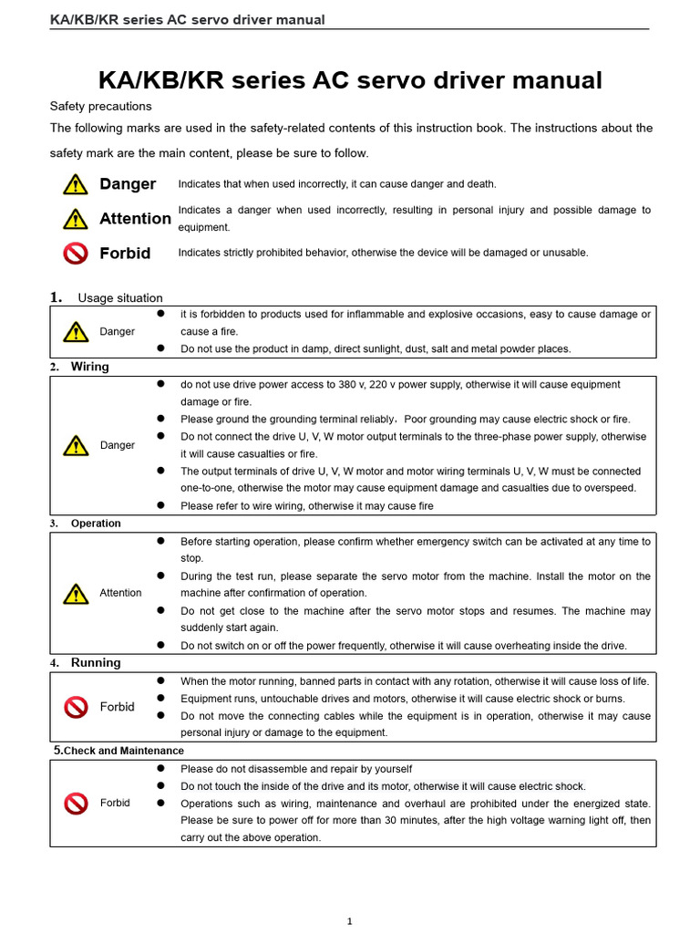KA/KB/KR AC Servo Driver Manual | PDF | Power Supply | Feedback