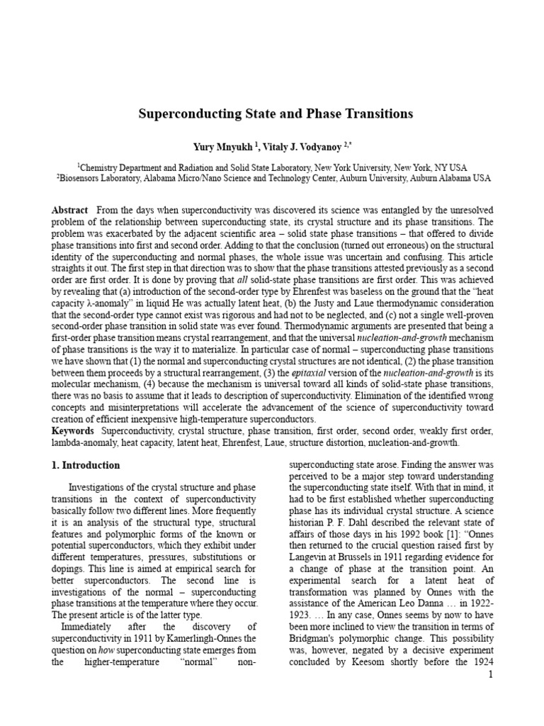 Superconducting State and Phase Transitions: Yury Mnyukh, Vitaly J. Vodyanoy | Download Free PDF ...