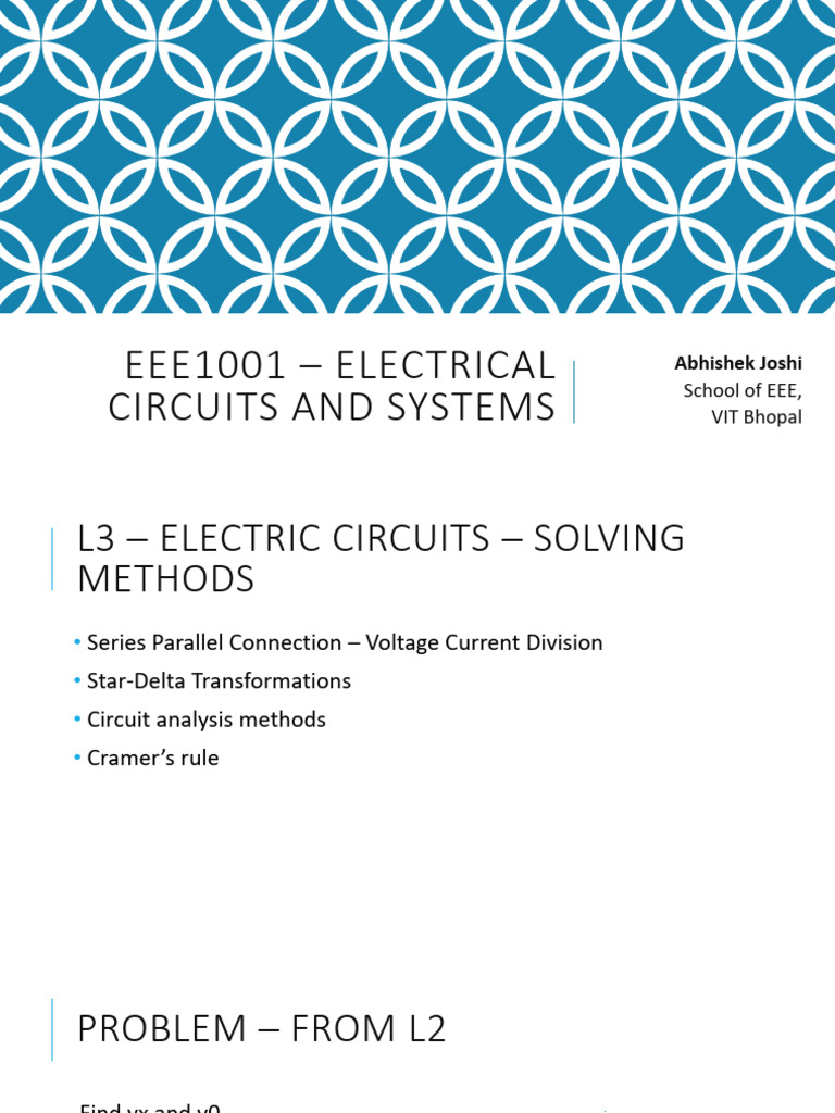 Eee1001 - Electrical Circuits and Systems: Abhishek Joshi | PDF | Electrical Network | Network ...