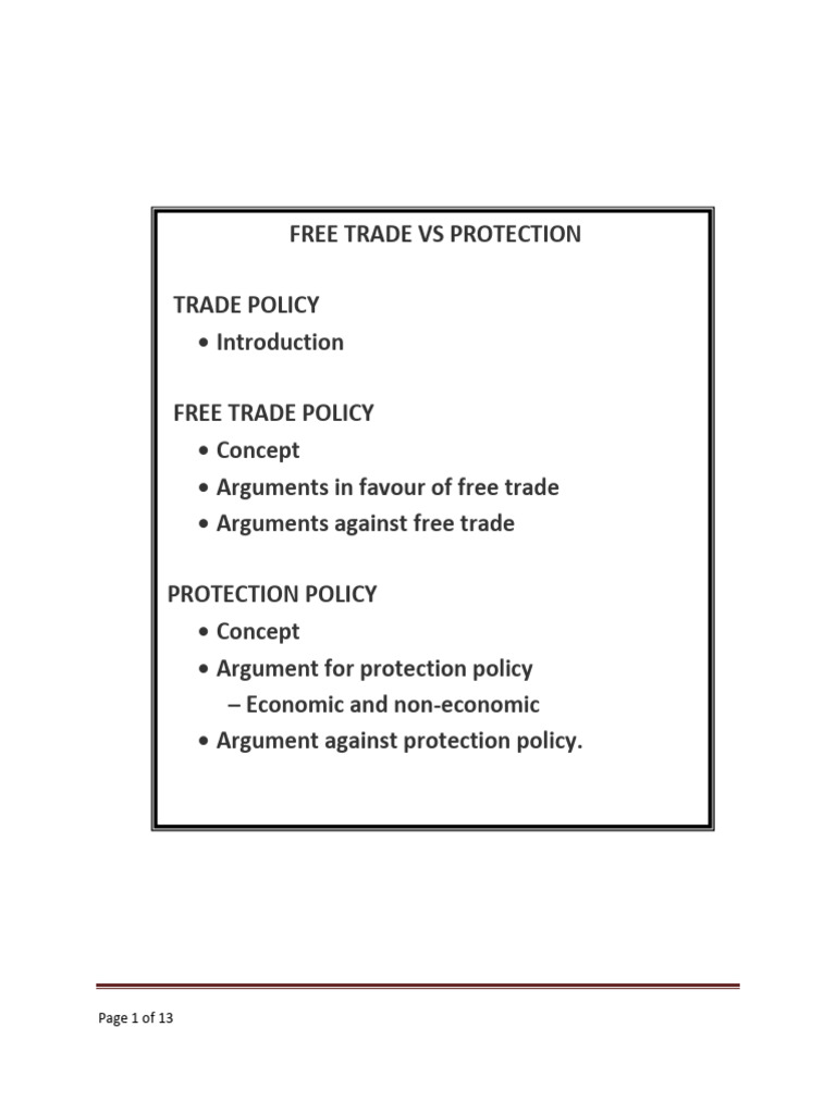 Free Trade Vs Protection | PDF | Free Trade | Tariff