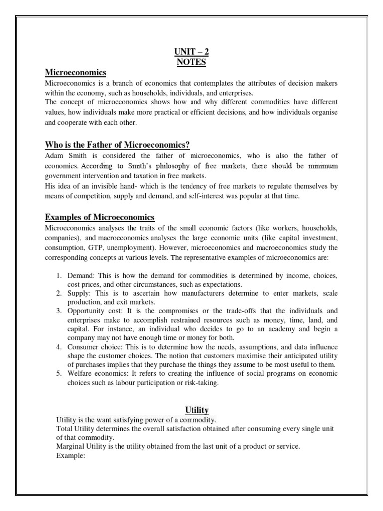 Unit - 2 | PDF | Microeconomics | Utility