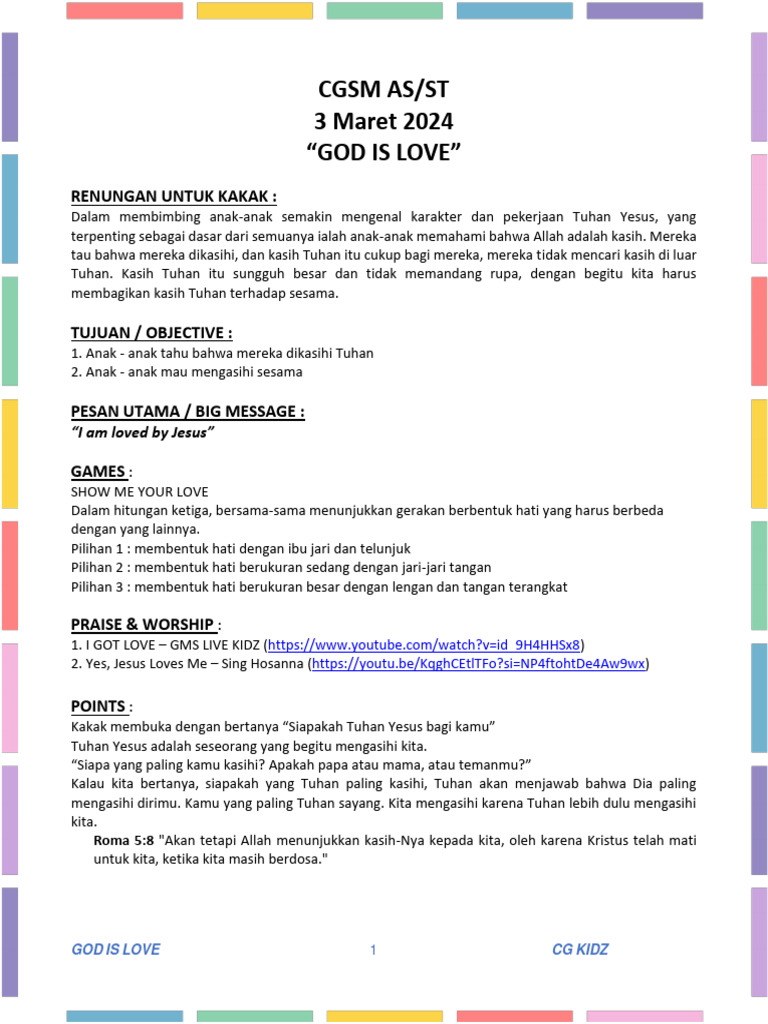 3 Maret 2024 - CGSM As ST - God Is Love | PDF | Pengembangan Diri | Agama & Spiritualitas
