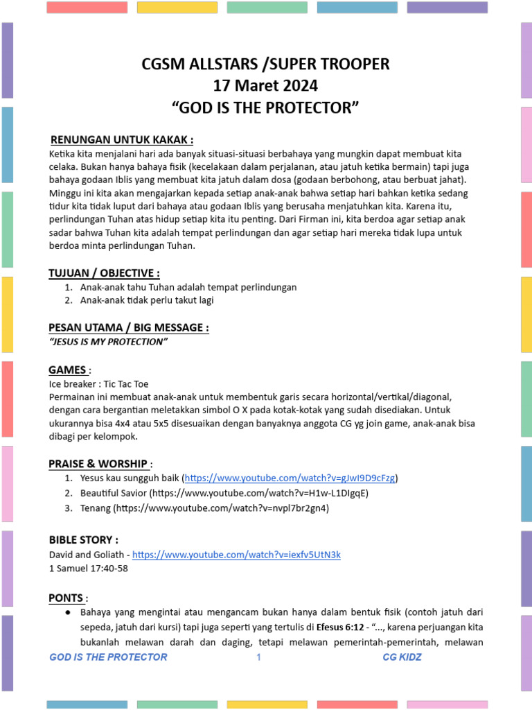17 Maret 2024 - CGSM As ST - God Is The Protector | PDF