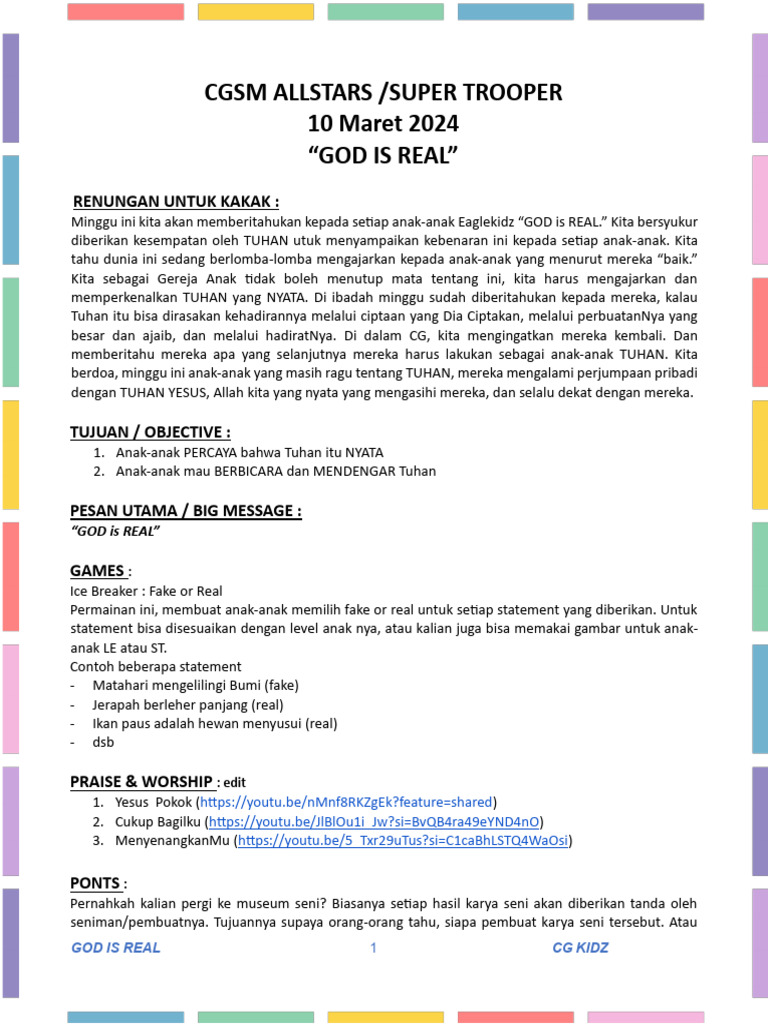 10 Maret 2024 - CGSM As ST - God Is Real | PDF