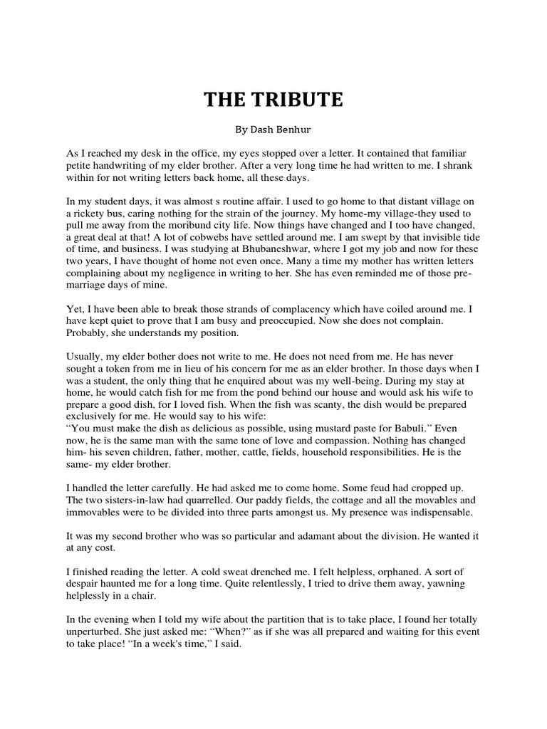 THE TRIBUTE - by Dash Benhur | PDF